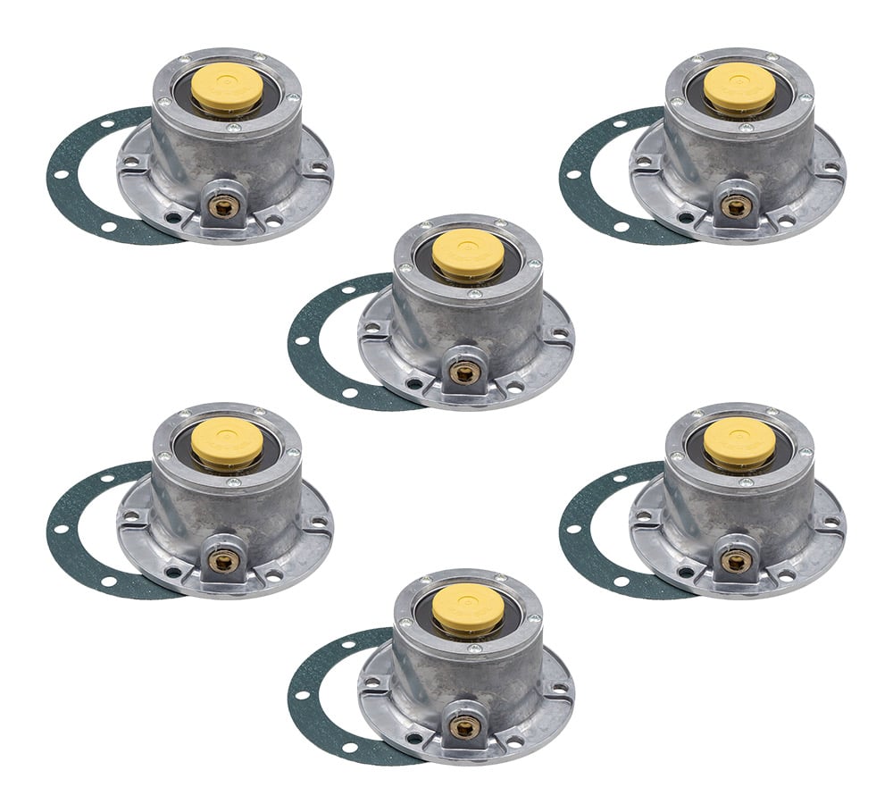 6 Pack 3434024 Aluminum Trailer Hub Cap with Rubber Plugs & Gasket - 6 ...