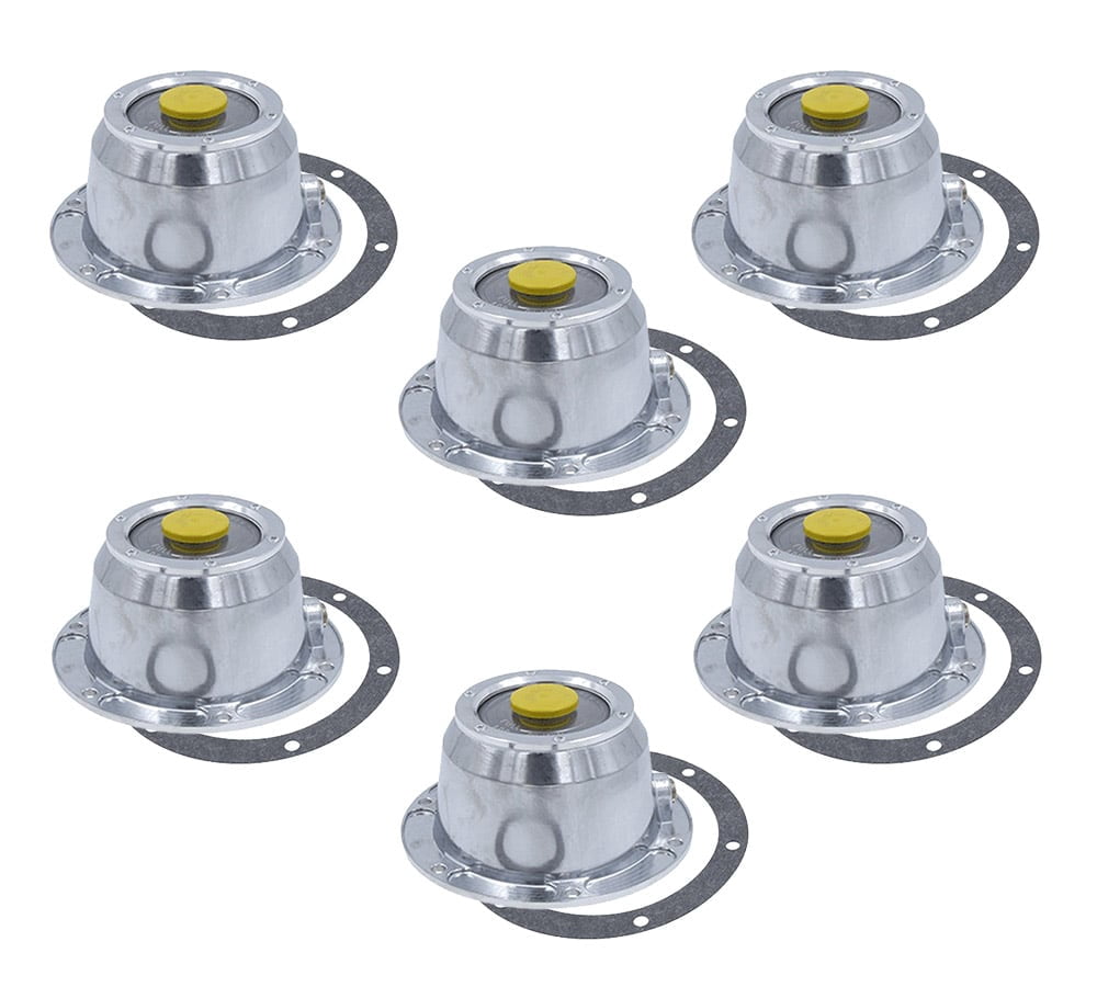 6 Pack 3434195 Aluminum Trailer Hubcaps with Rubber Vent Plug & Gasket ...