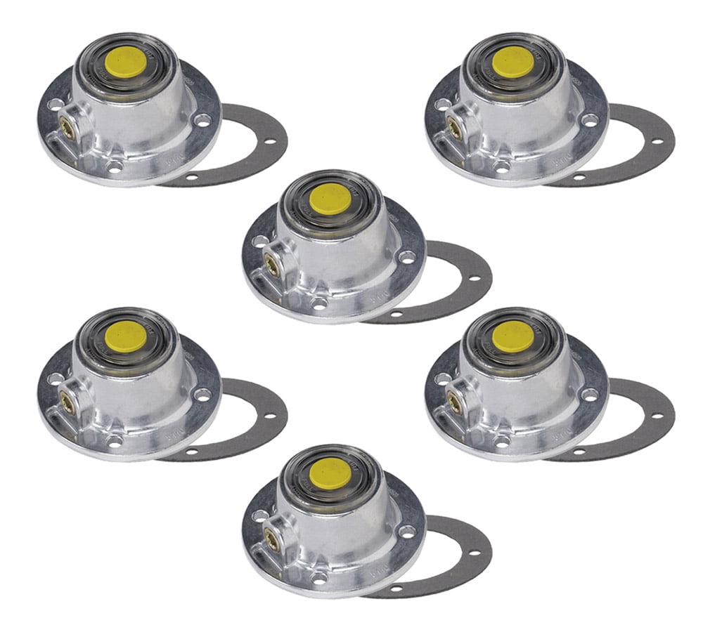 6 Pack 3435111 Aluminum Trailer Hub Cap w/Gasket & Rubber Vent Plugs ...