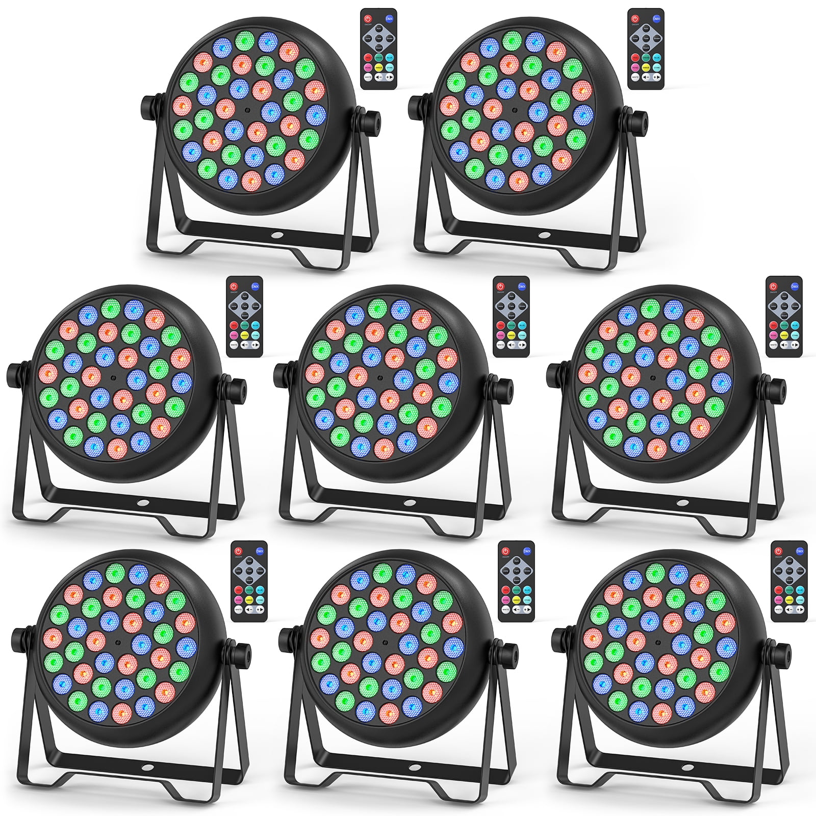 8 Pack 36-LED RGB Par Lights - Sound Active/DMX/Remote Control for DJ ...