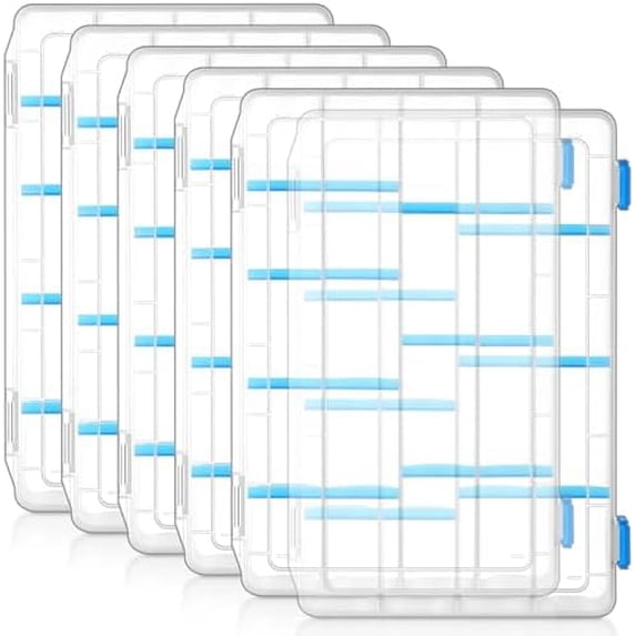 6 Pack 3600 Fishing Tackle Box with Removable Dividers Clear Plastic ...