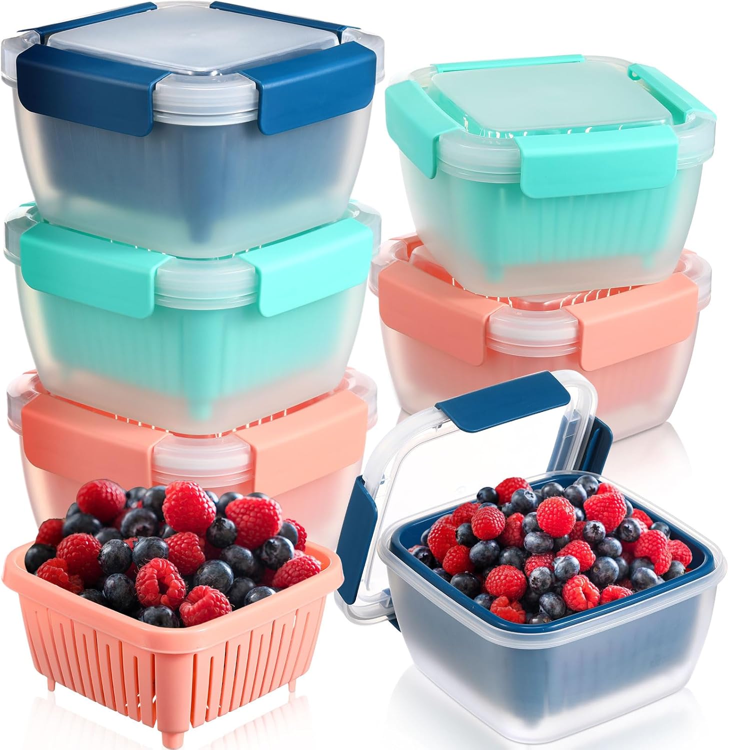 6 Pack 37 Oz/51 oz Berry Keeper Container Food Storage Fruit Containers ...