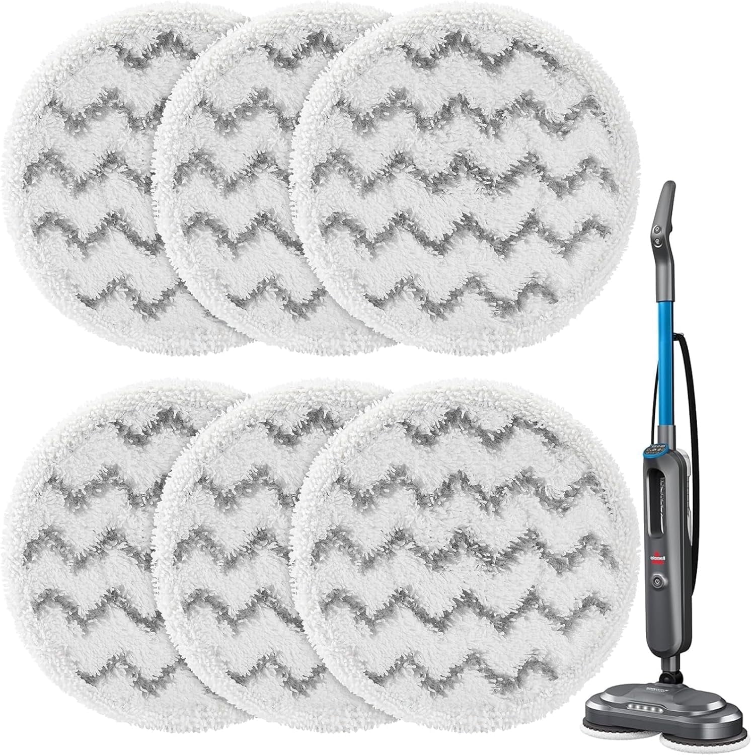 6 Pack 3897A / 3712 Rotating Steam Mop Pads Replacement for Bissell ...