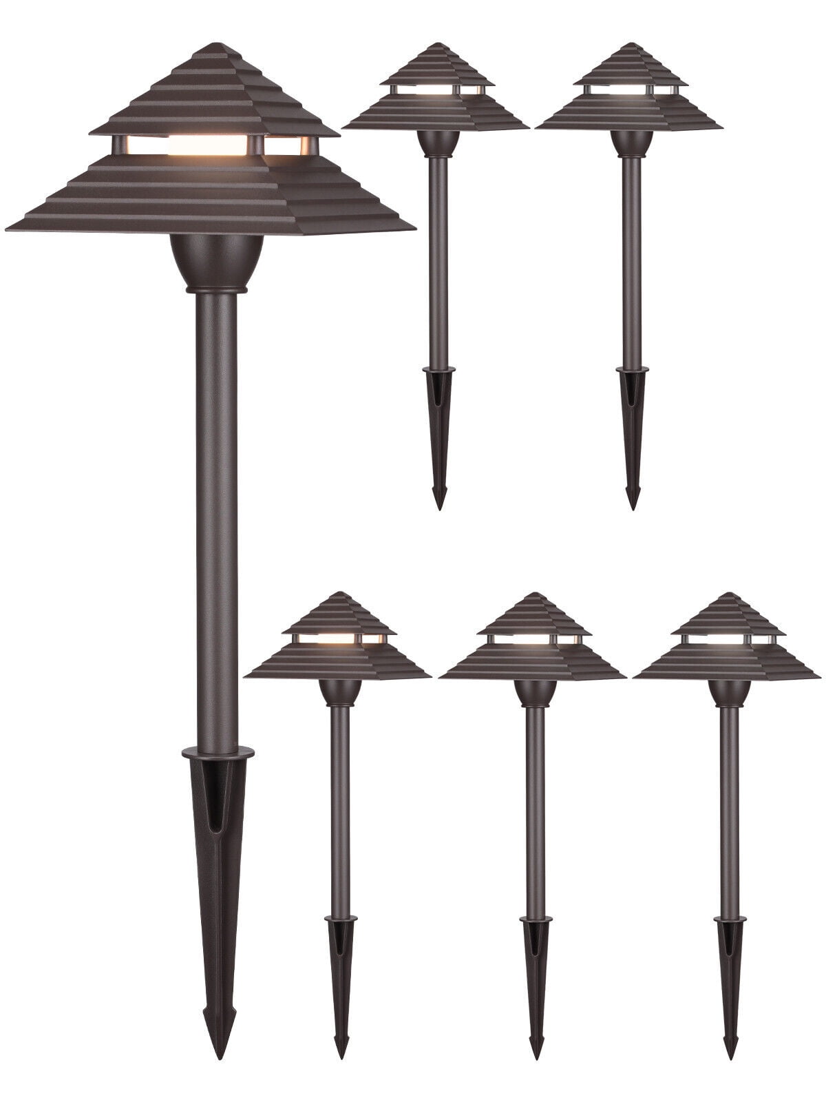 6 Pack 3CCT LED Pathway Lights, Low Voltage Landscape Lights, 3000K ...