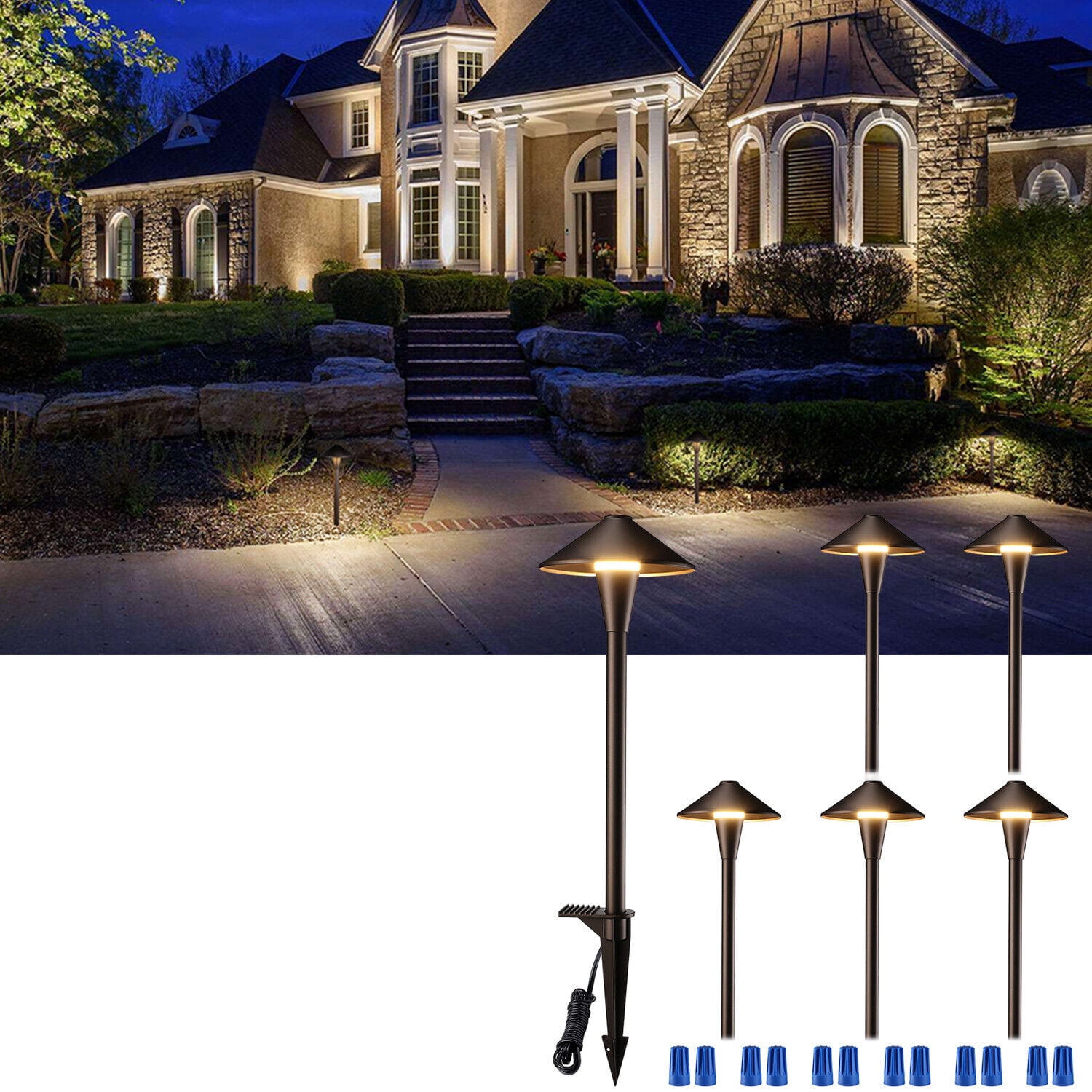 6 Pack 5CCT Low Voltage LED Landscape Pathway Light, Outdoor Lawn ...
