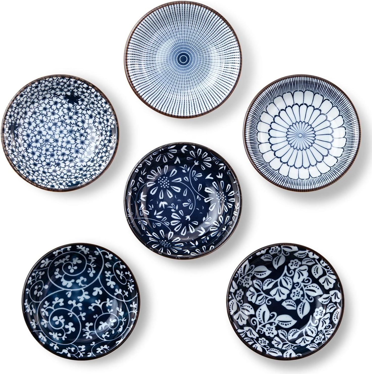 6-Pack 3oz Vintage Blue Ceramic Dipping Bowls | 4" Retro Mini Serving ...