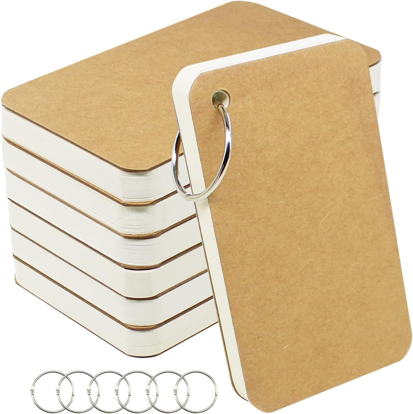 6 Pack 3x5 Inch Blank Flash Cards with Binder Rings (60 Sheets Each ...
