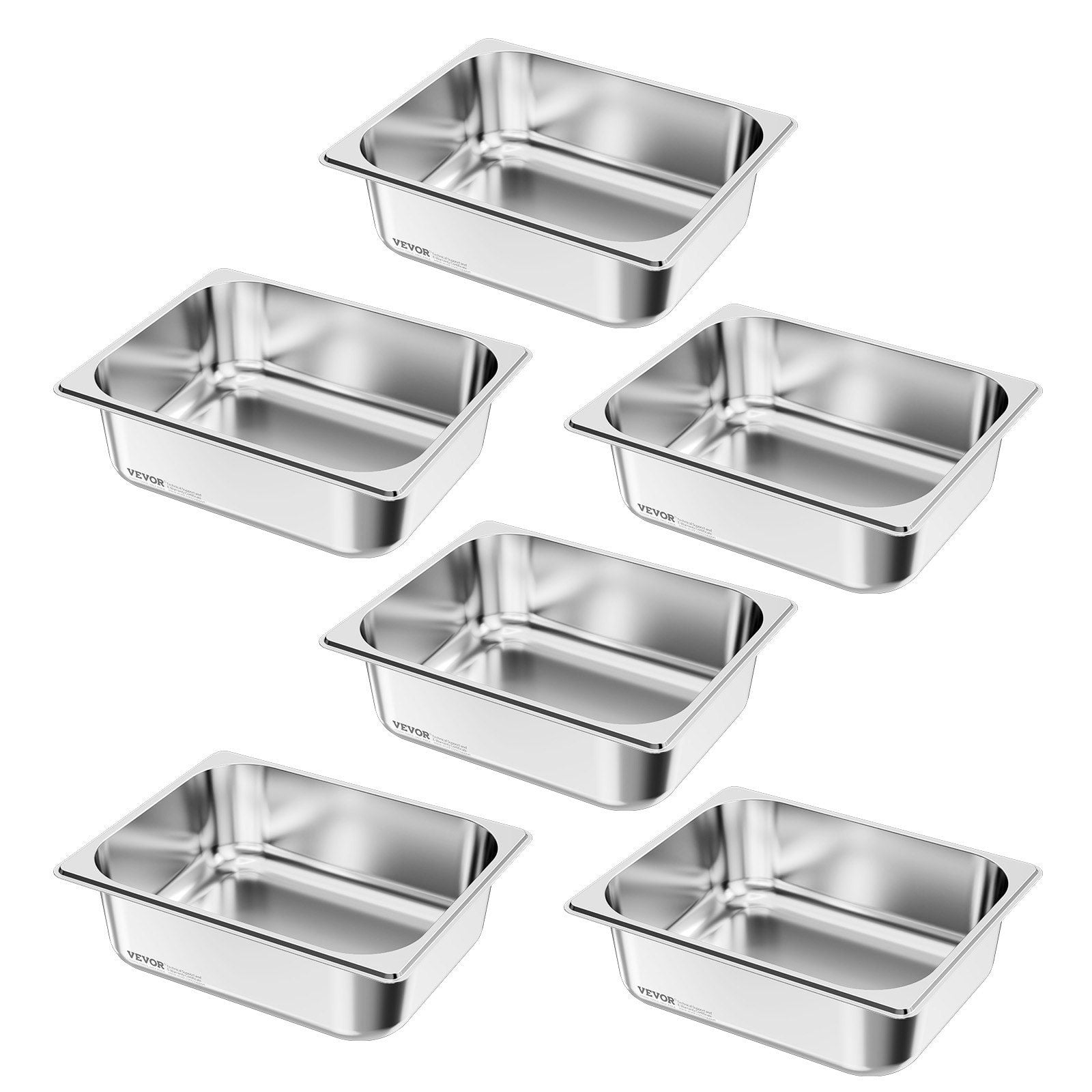 6 Pack 4" Deep Stainless Steel Steam Pans,Half Size Steam Table Pans ...