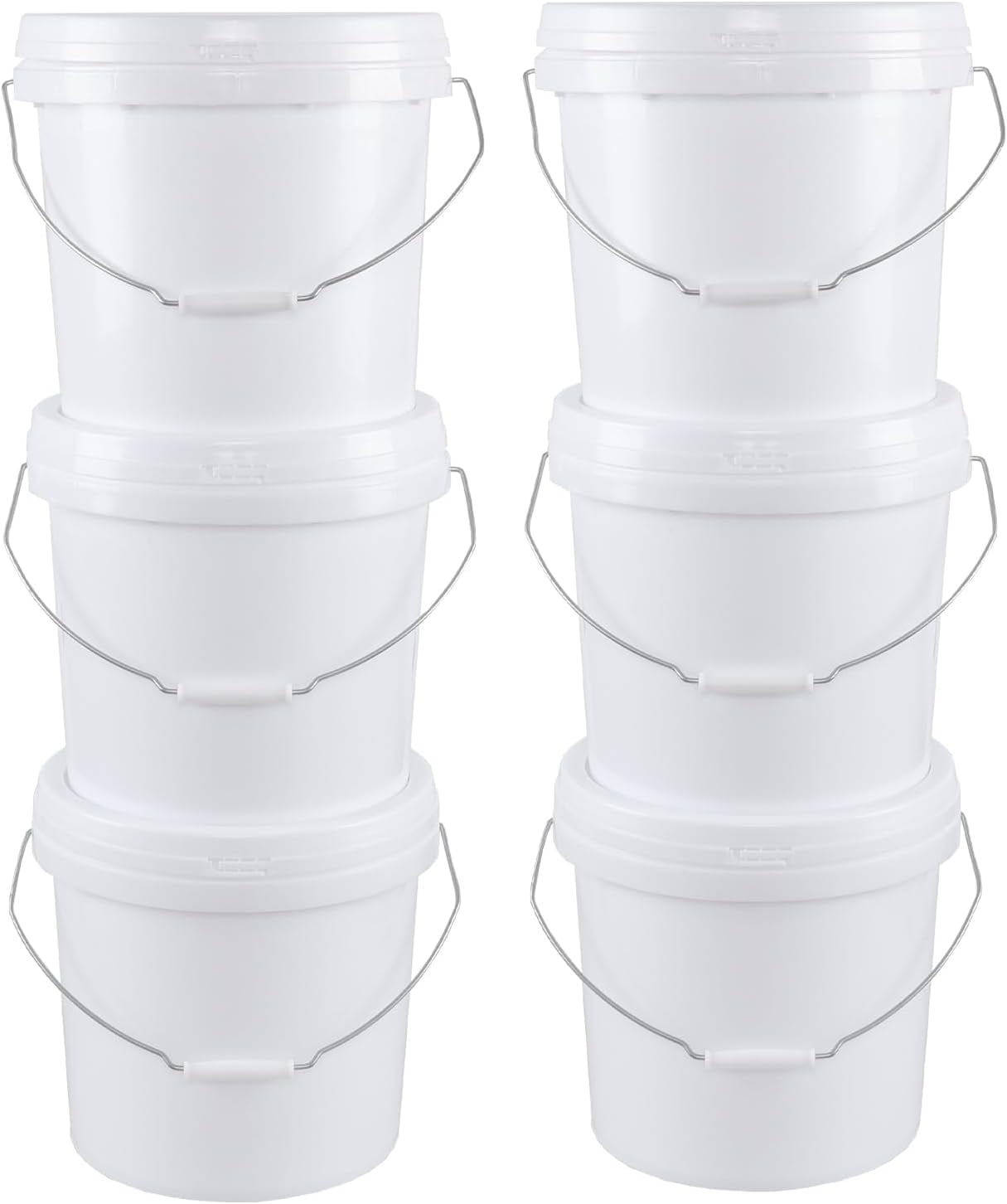 6 Pack 4 Gallon Plastic Pails with Sealed Lids, Round Food Grade ...
