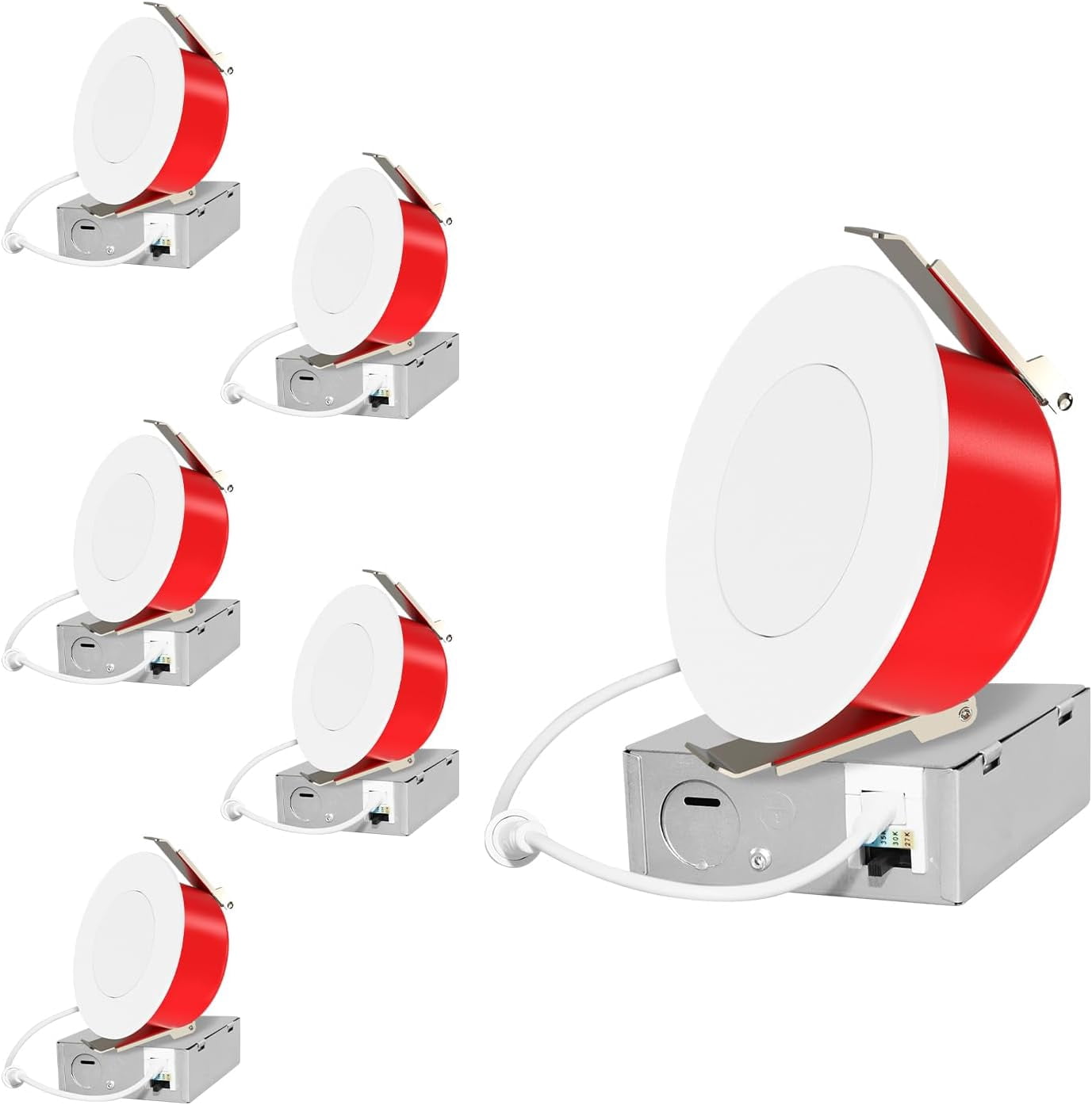 6 Pack 4 Inch 2 Hour FIRE Rated LED Recessed Lighting, 2700K/3000K ...