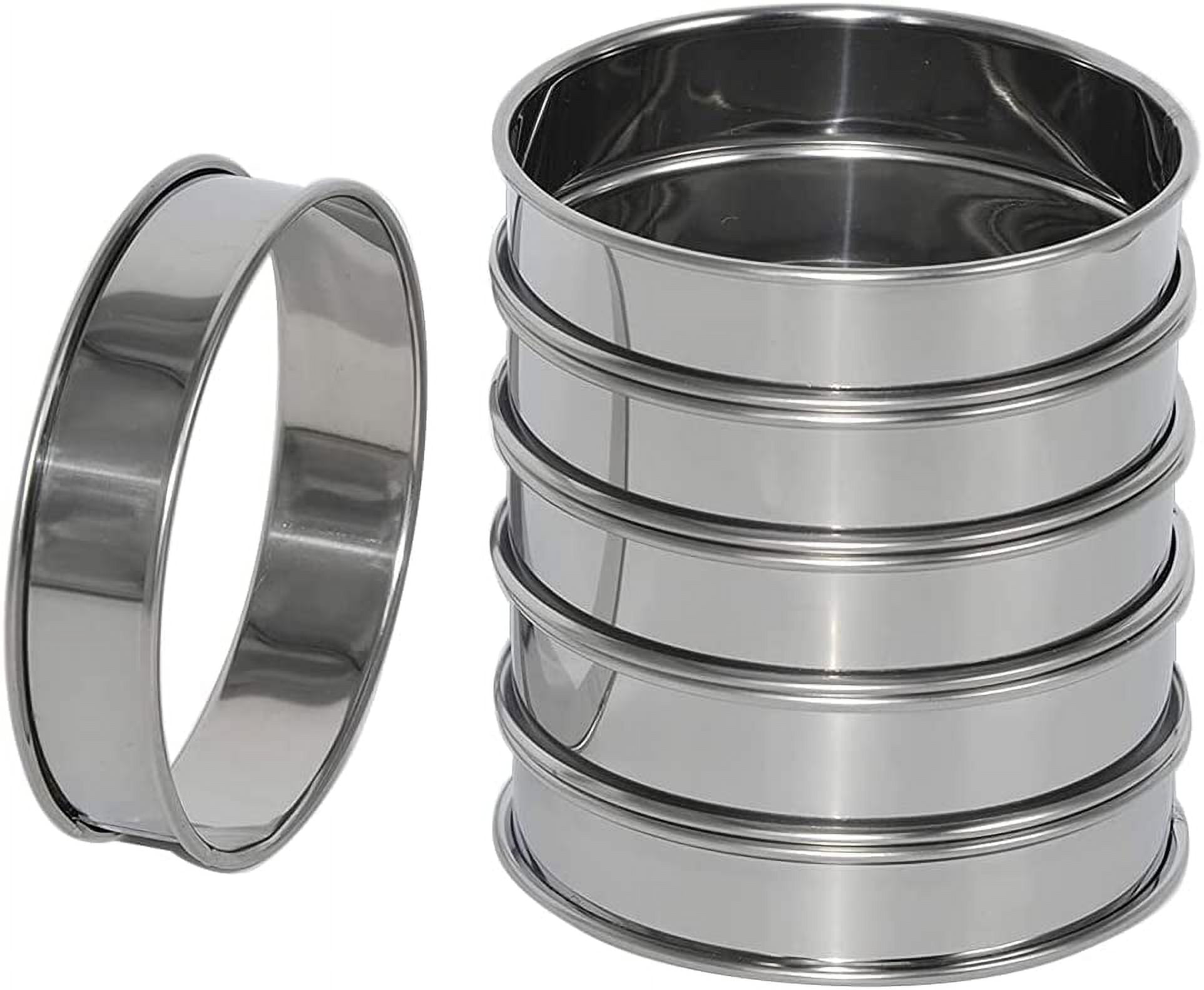 6 Pack 4 Inch Double Rolled English Muffin Rings, Stainless Steel ...