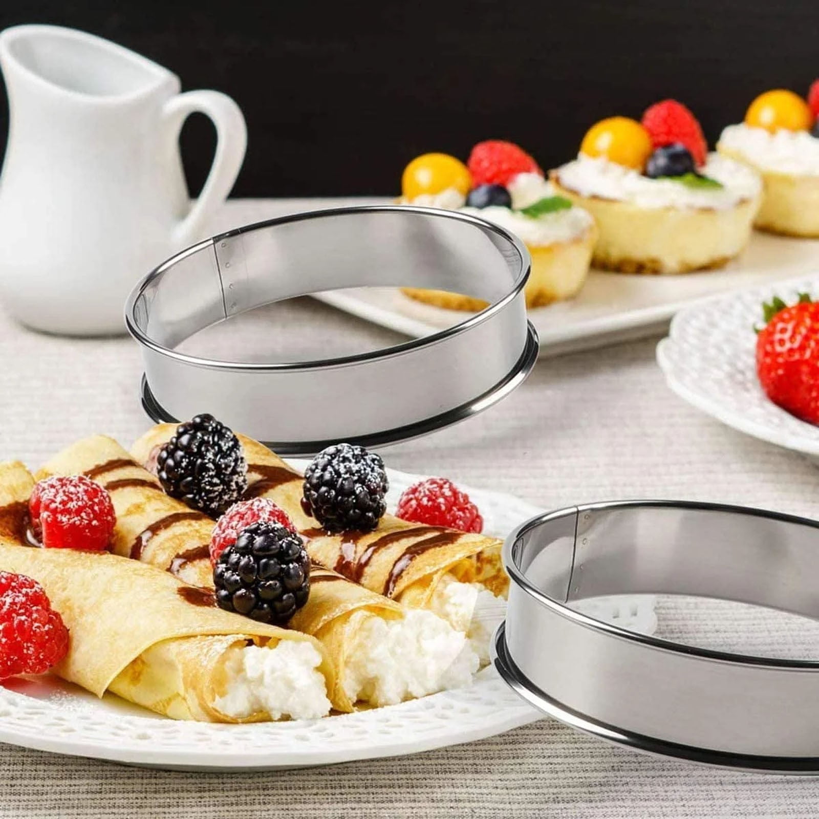 6-Pack 4-Inch Double Rolled English Rings, Stainless Steel Crumpet ...