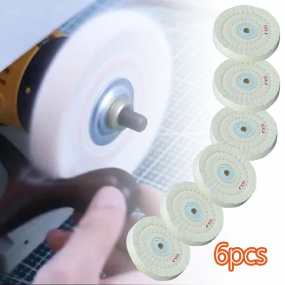 6-Pack 4-Inch Treated Buffing Wheels, 1/2" Arbor for Jewelry Polishing ...