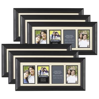 6 Pack: 4 Opening Black Laroche 4" x 6" Collage Frame with Mat by ...