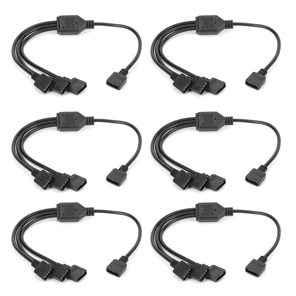 6-Pack 4-Pin LED Splitter Cable, RGB LED Light Strip Connector, Compatible with 3528 5050 LEDs ...
