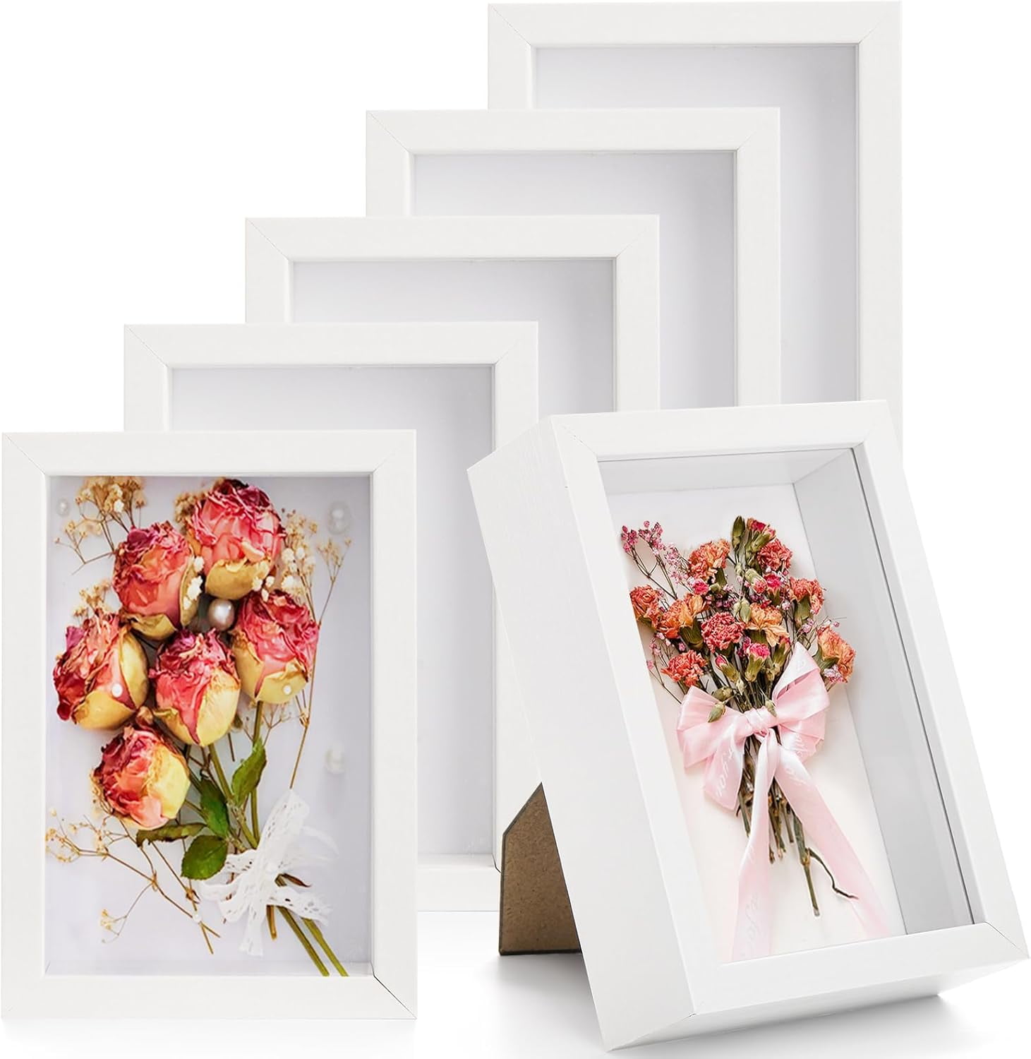 6 Pack 4 x 6 Inches Shadow Box Frame, Small Wood Frame Memory Display ...