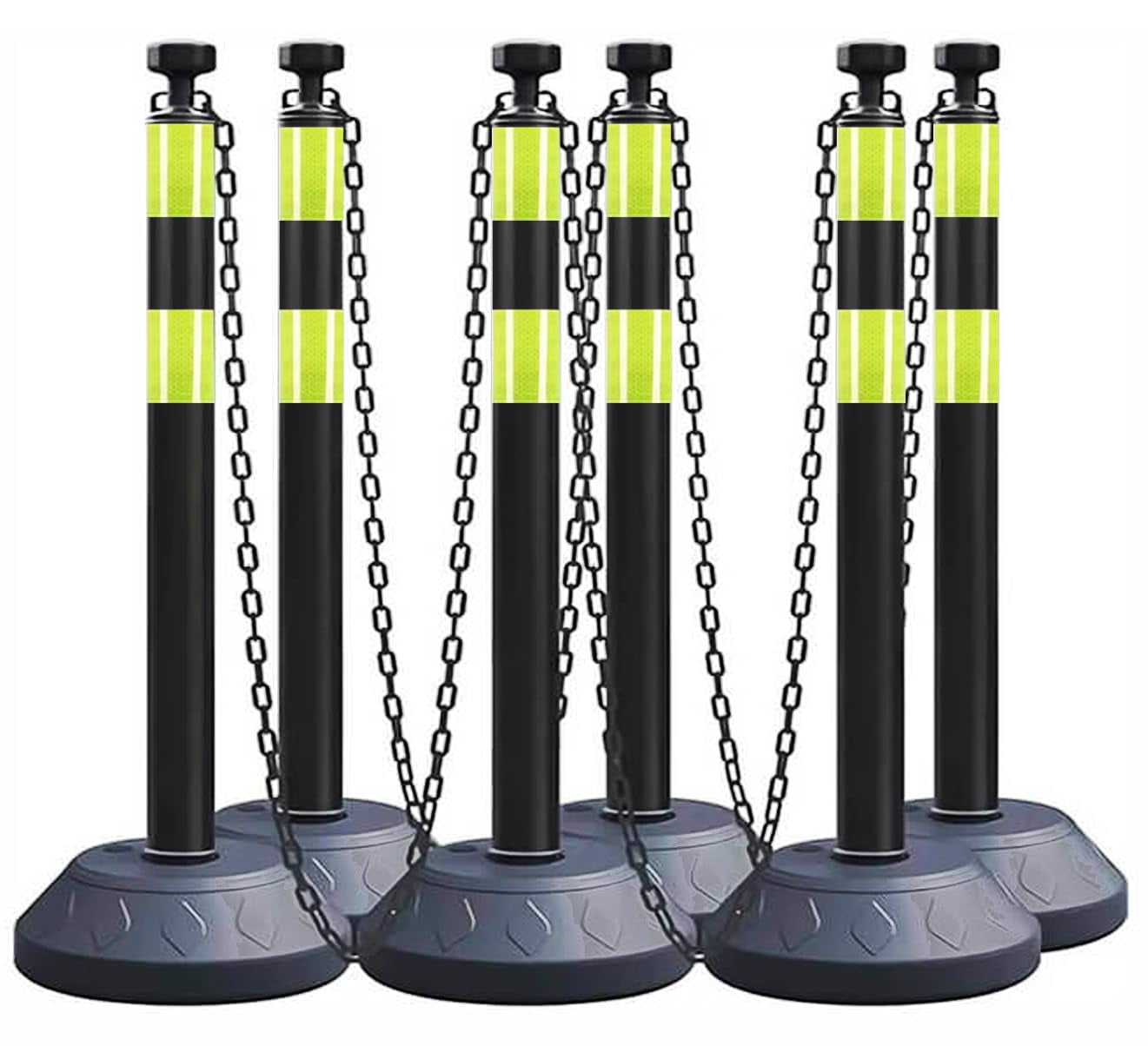 6 Pack 40 Inch Traffic Delineator Posts with Fillable Base and 6.6FT ...