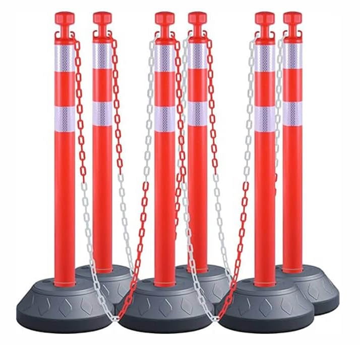 6 Pack 40 Inch Traffic Delineator Posts with Fillable Base and 6.6FT ...