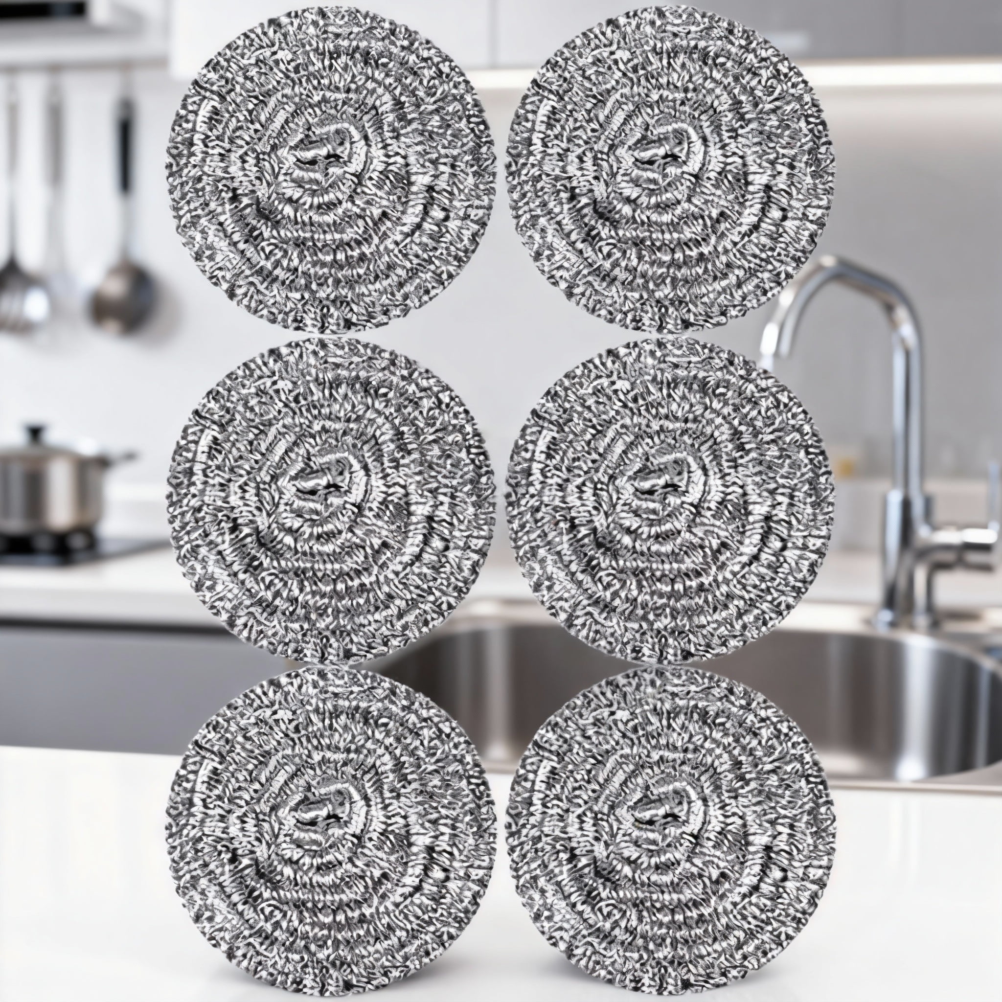6 Pack 40g Heavy Duty Stainless Steel Wool Scourer Pads, for Kitchen ...