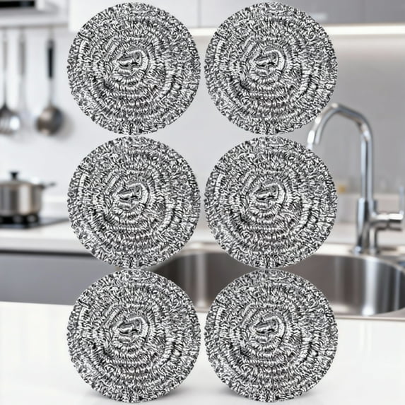 6 Pack 40g Heavy Duty Stainless Steel Wool Scourer Pads, for Kitchen ...