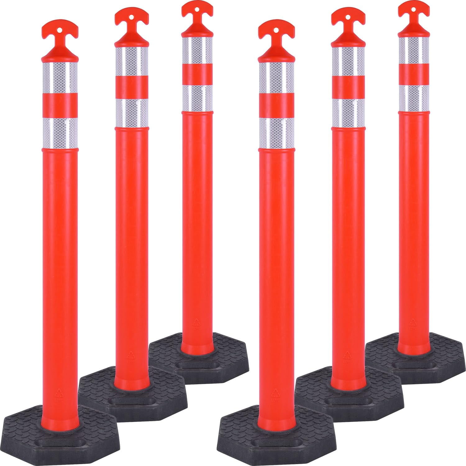 6 Pack 42 Inch Traffic Delineator Posts with Heavy Duty Octagonal ...