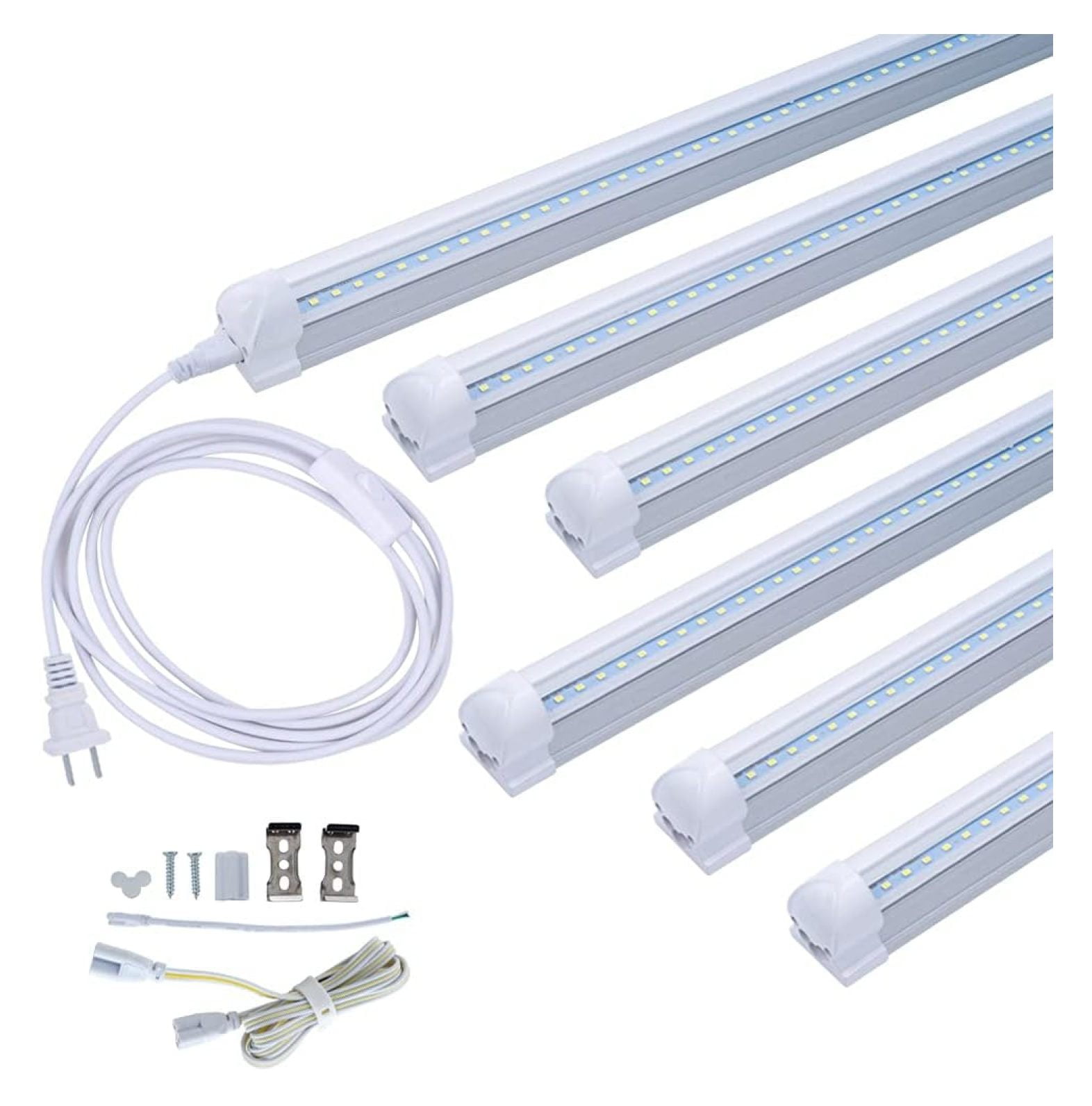 6-Pack 4FT T8 Led Integrated Tube Light Fixture 24W Bright White 6000K ...