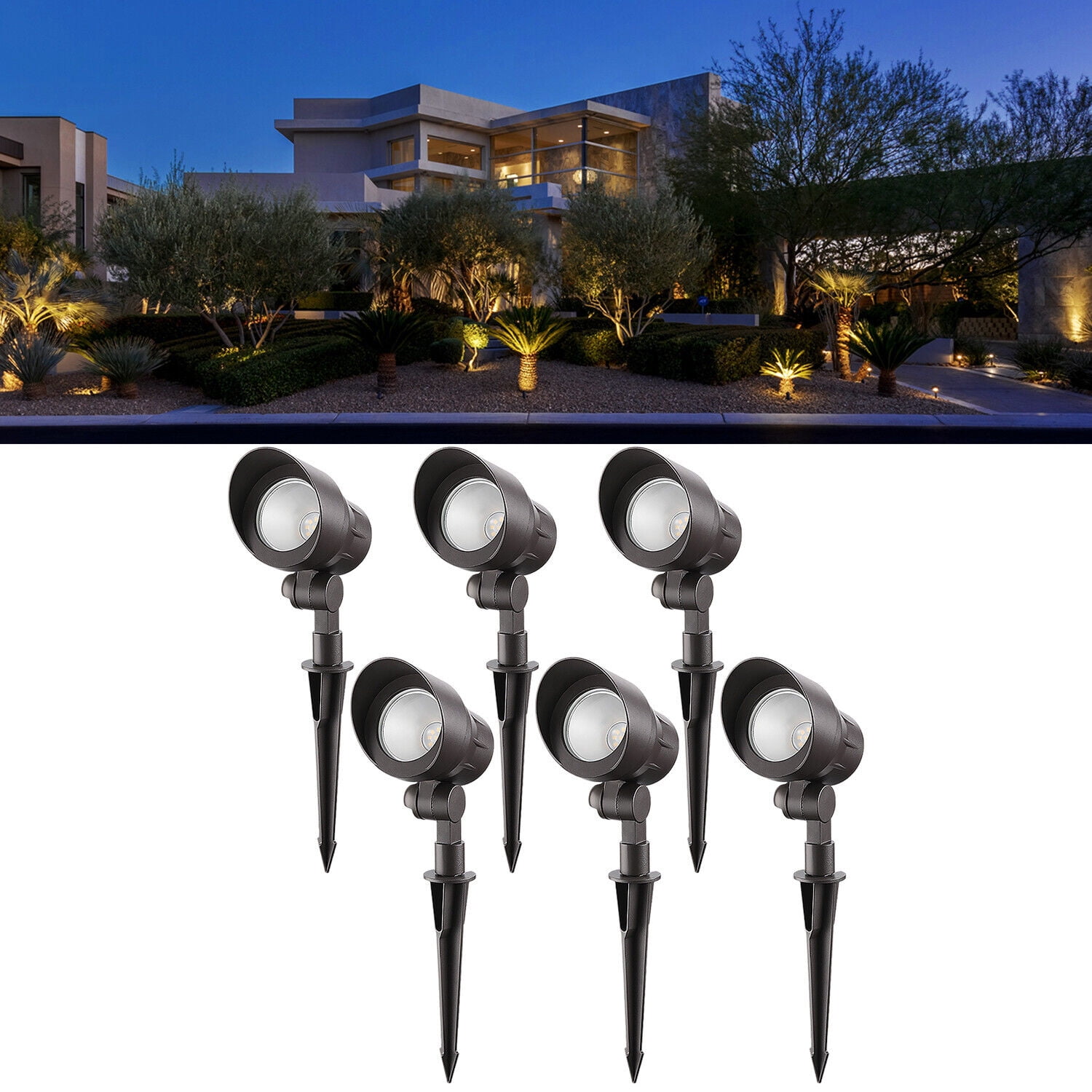 6 Pack 4W LED Landscape Spotlight, AC/DC 12V Low Voltage Garden Lights ...