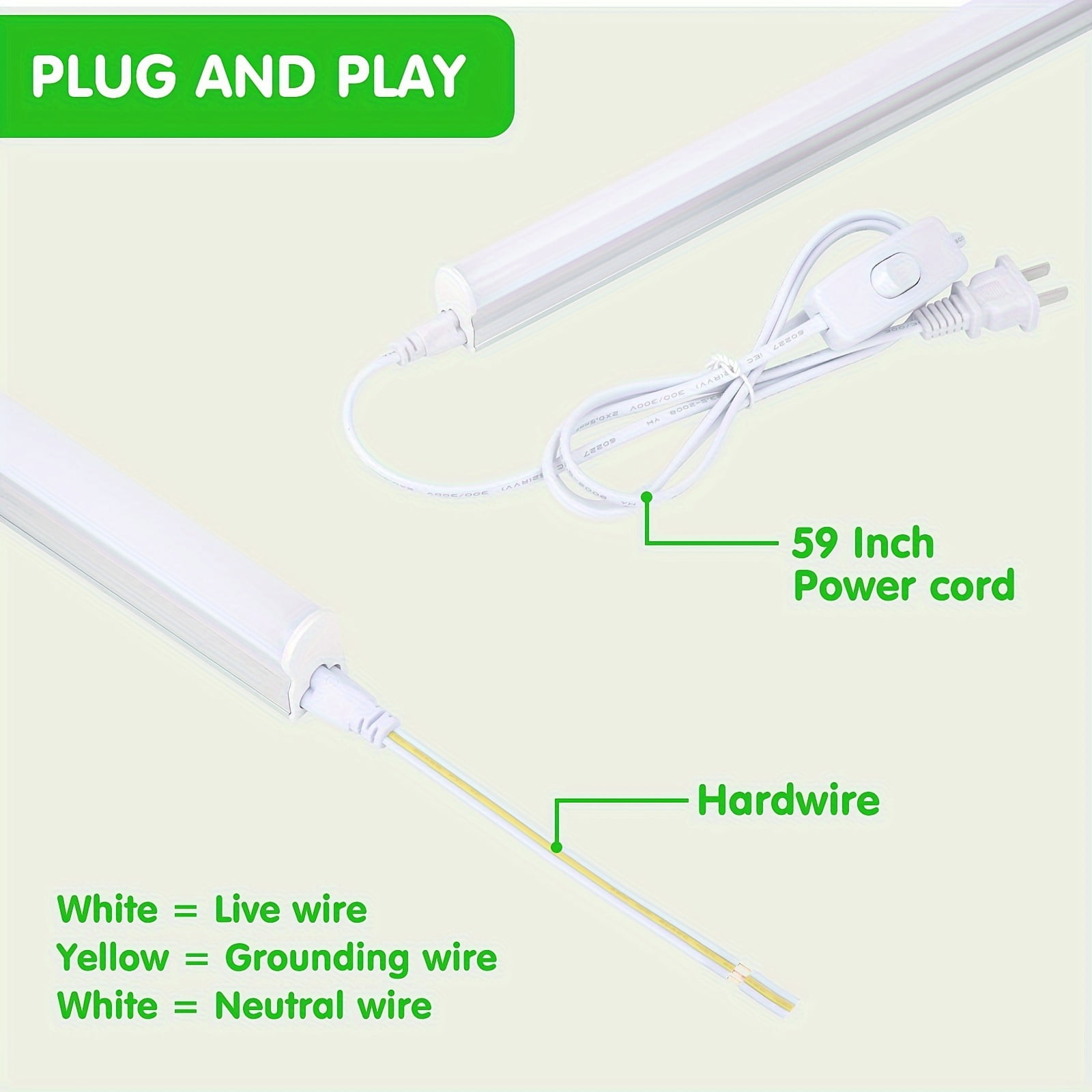 (6 Pack) 4ft LED T5 Integrated Single Fixture, 24W 6500K Ultra Bright ...