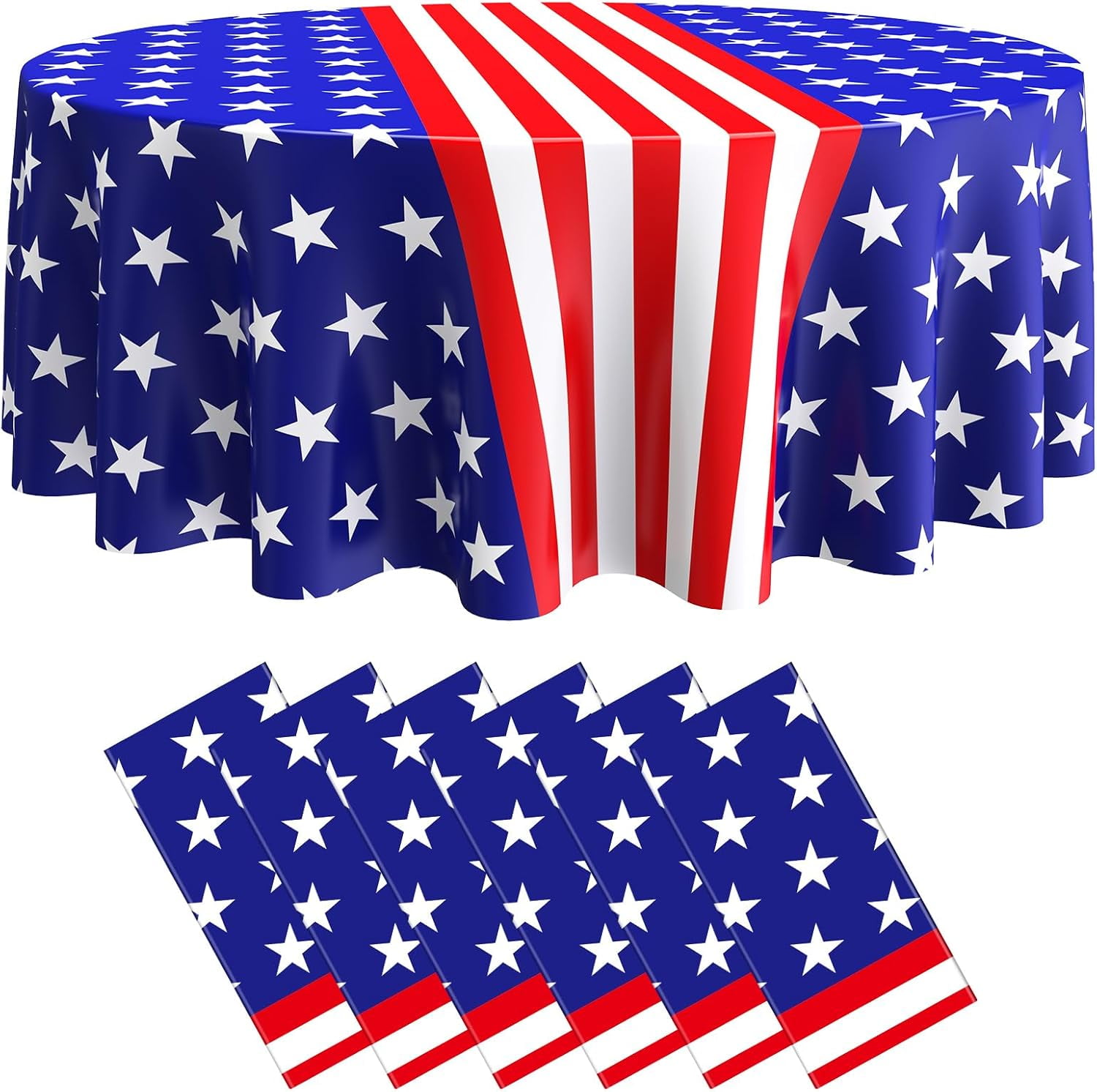 6 Pack 4th of July Tablecloth 84 Inch Plastic American Flag Tablecloths ...