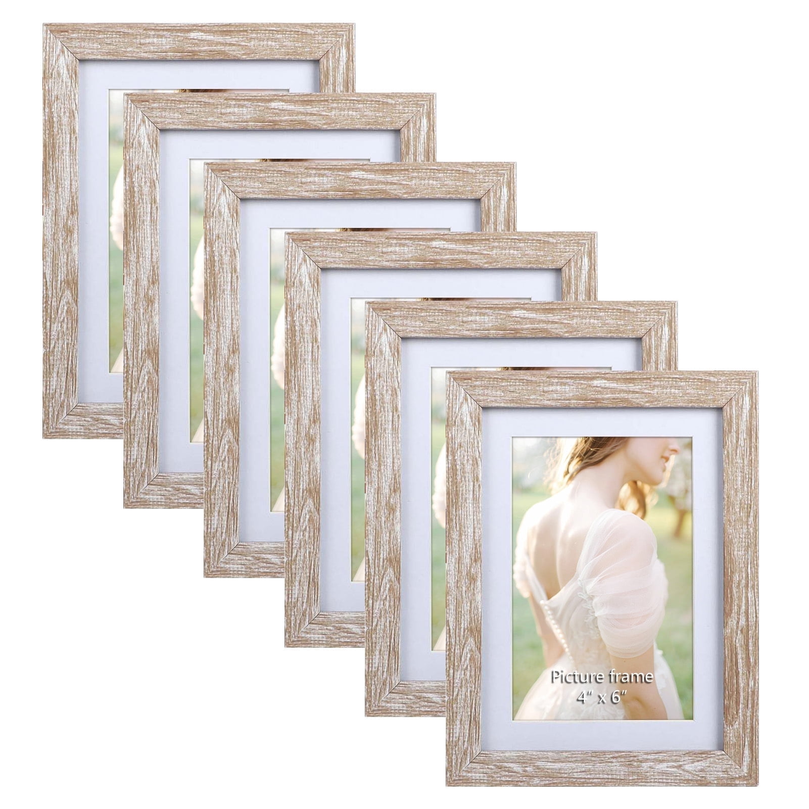 Ditwis 6 Pack 4x6 Picture Frames Set with White Mat for Wall and ...