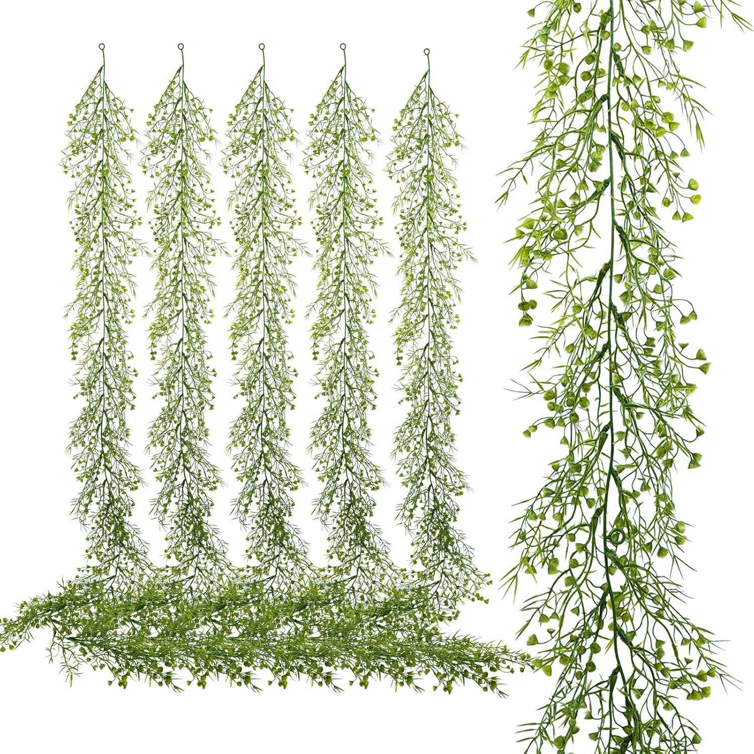6 Pack 5.57ft Artificial Greenery Garland for Table, Leaf Garland for ...