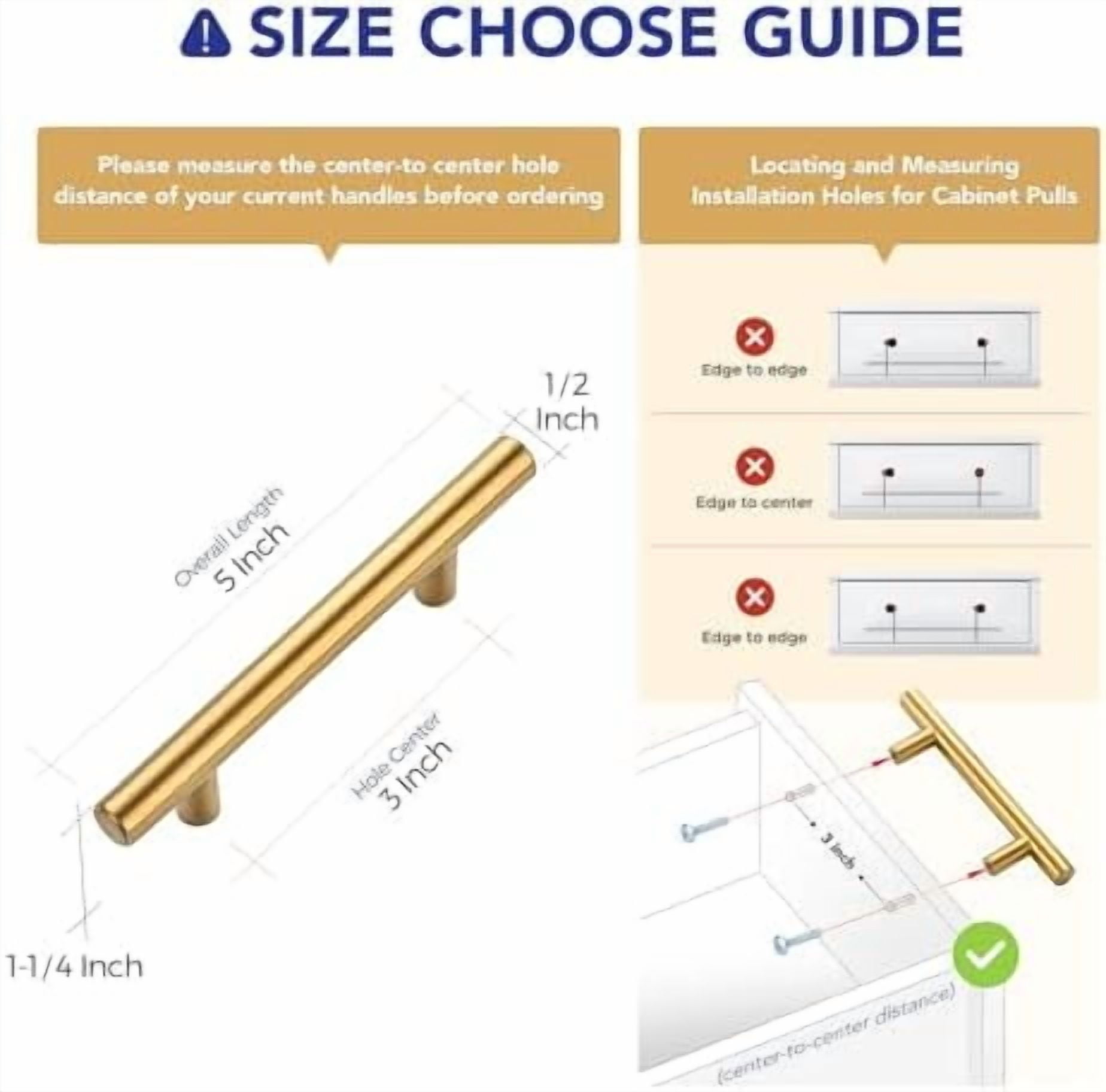 6 Pack 5 Inch Cabinet Pulls Brushed Brass Stainless Steel Kitchen ...