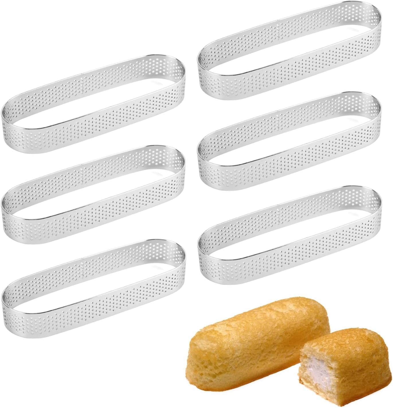 6 Pack 5 Inch Oval Tart Rings, 304 Stainless Steel Perforated Baking ...