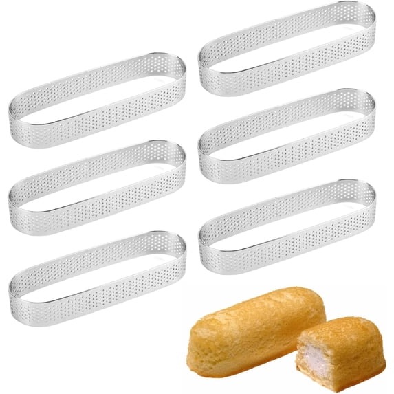 6 Pack 5 Inch Oval Tart Rings, 304 Stainless Steel Perforated Baking ...