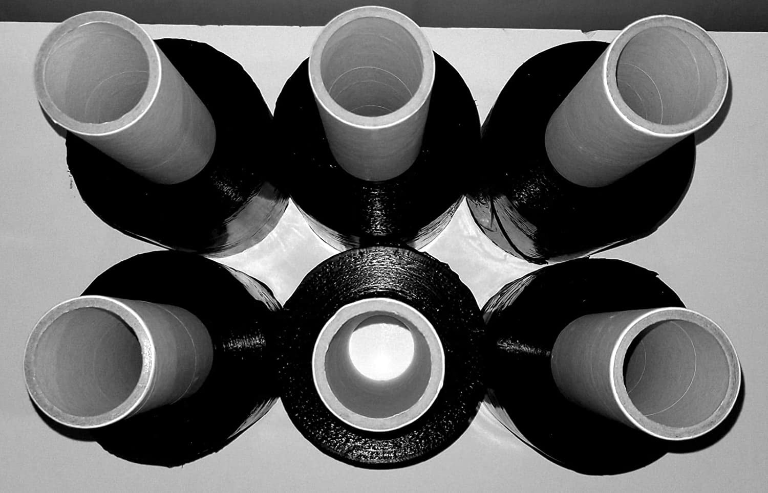 6 Pack - 5" x 1000' Roll - 80 Gauge Thick, Black Mini Stretch Packing ...