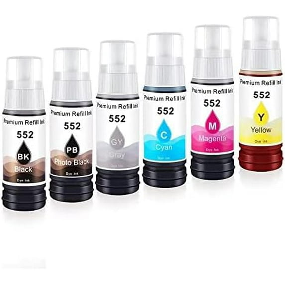 6-Pack 552 Compatible Refill Ink Replacement for 552 T552 Work for ...