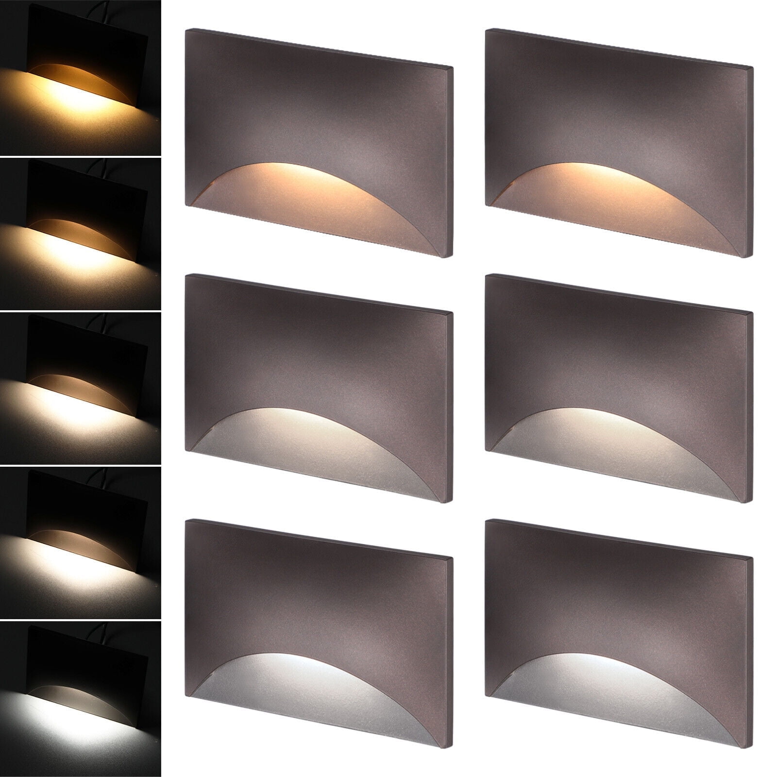 6 Pack 5CCT 120V LED Step Lights, Dimmable Stair Lights IP65 Waterproof ...