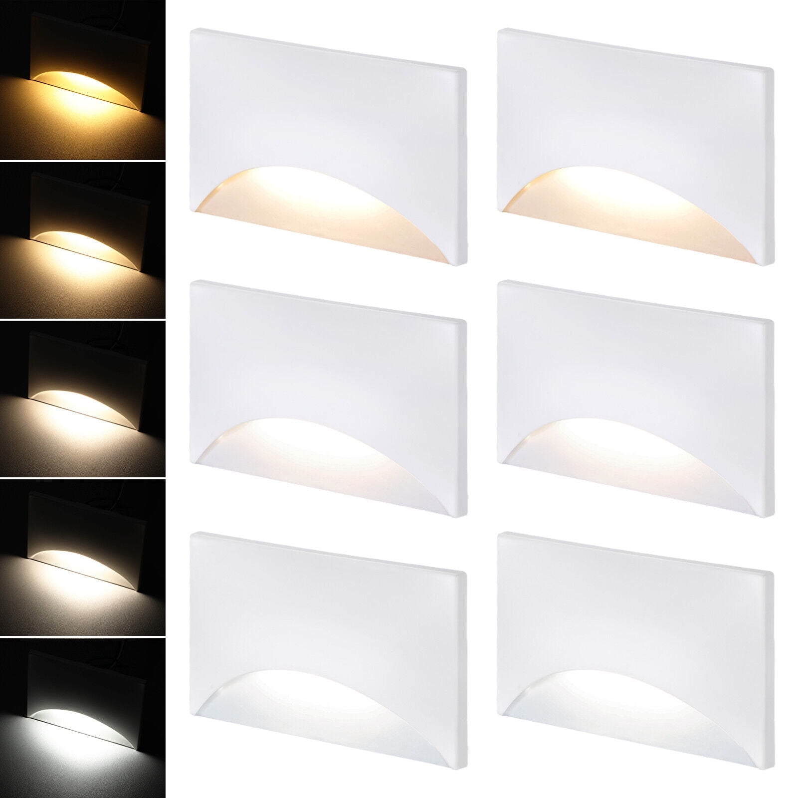 6 Pack 5CCT 120V LED Step Lights, Dimmable Stair Lights Indoor Outdoor ...