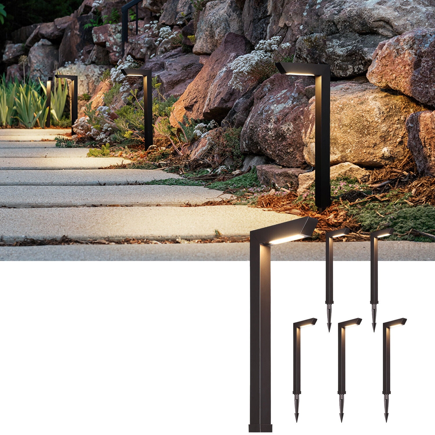 6 Pack 5CCT LED Low Voltage Landscape Pathway Light, Hardwired ...