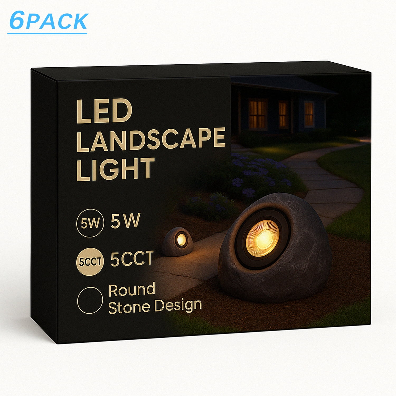6 Pack 5CCT LED Outdoor Spotlight, 12-24V AC/DC, 5W Low Voltage Outdoor ...