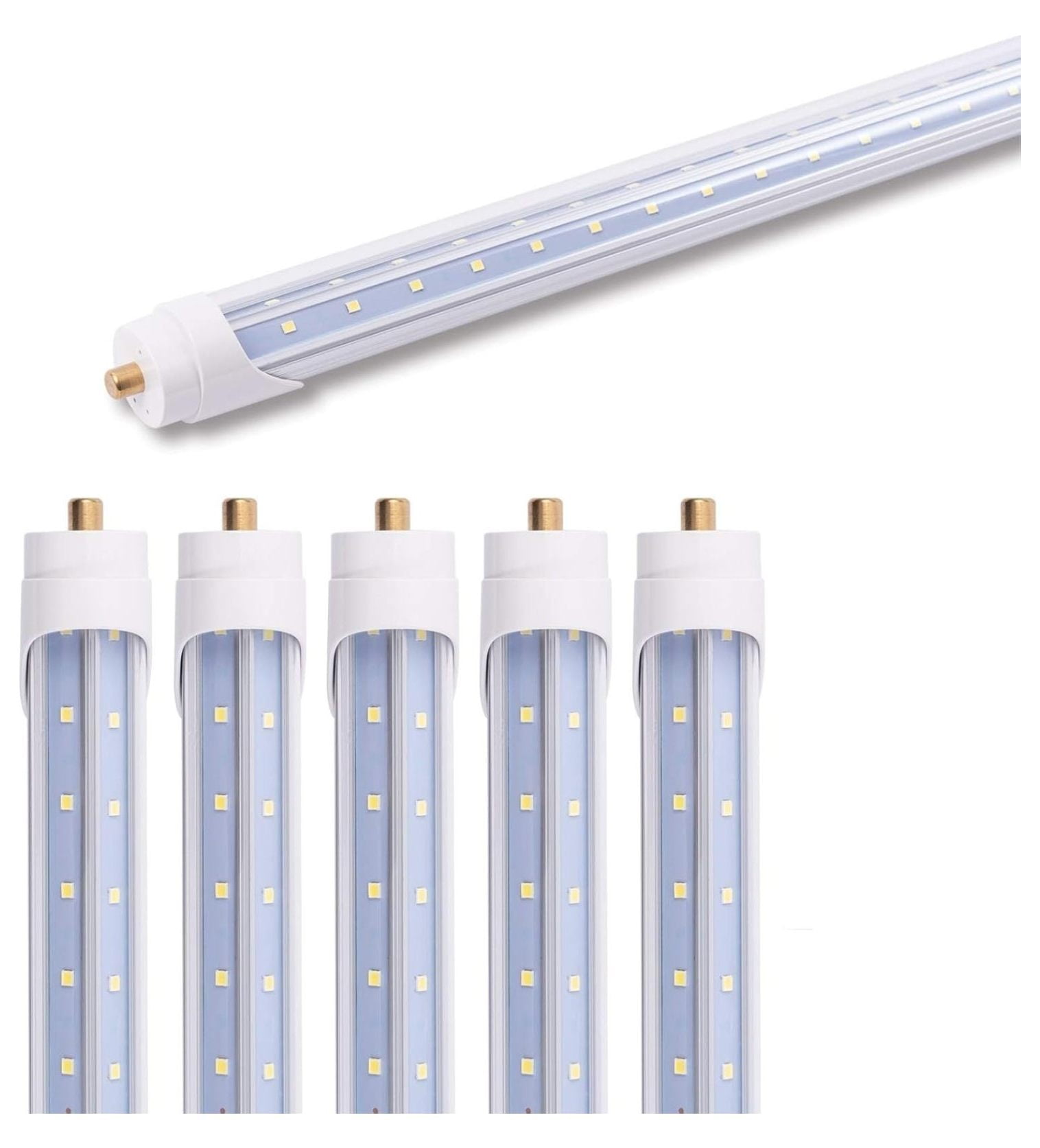 6-Pack 5FT 48W T8 LED Tube Light Daylight 6000k V-Shaped Dual Row Extrabright LED Chips FA8 One ...
