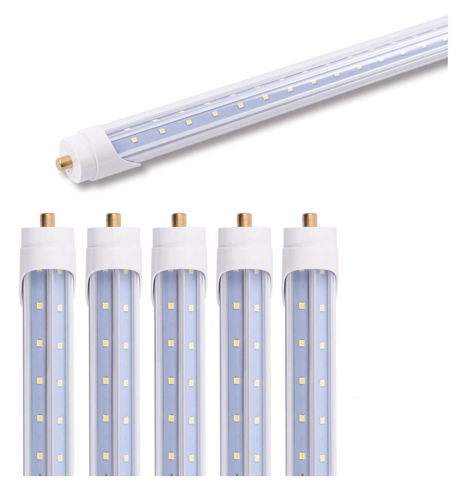6-Pack 5FT 48W T8 LED Tube Light Daylight 6000k V-Shaped Dual Row ...