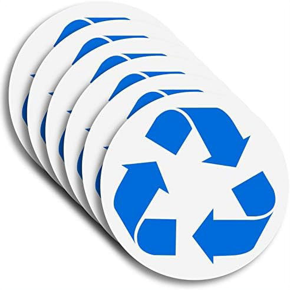 6 Pack (5in x 5in Blue/White) Recycle Sticker to Organize Your Trash ...