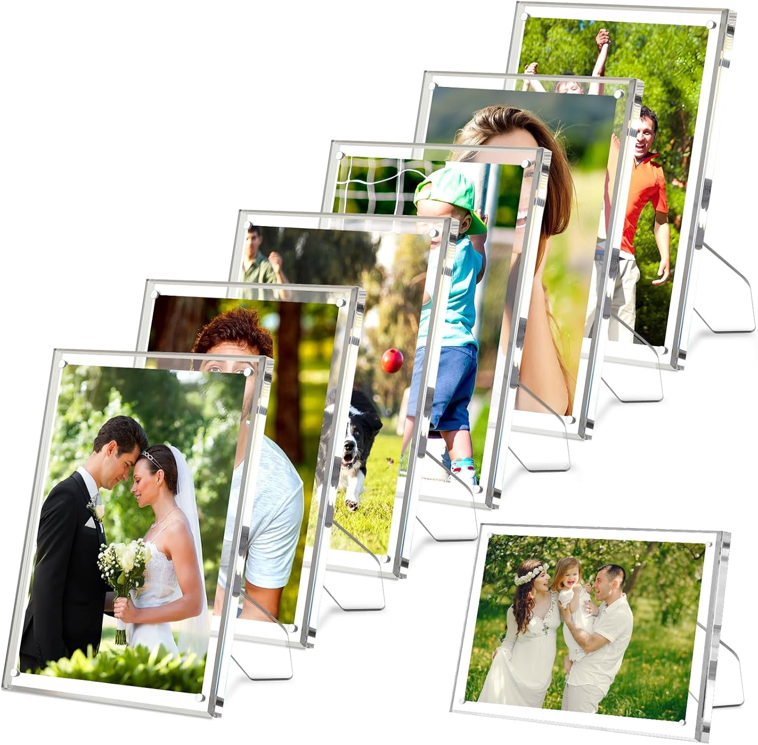 6 Pack 5x7 Acrylic Picture Frames Clear Picture Frames with Stand ...