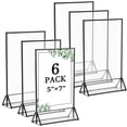 6 Pack 5x7 Inch Clear Sign Holders Double-sided Black Display Stand ...