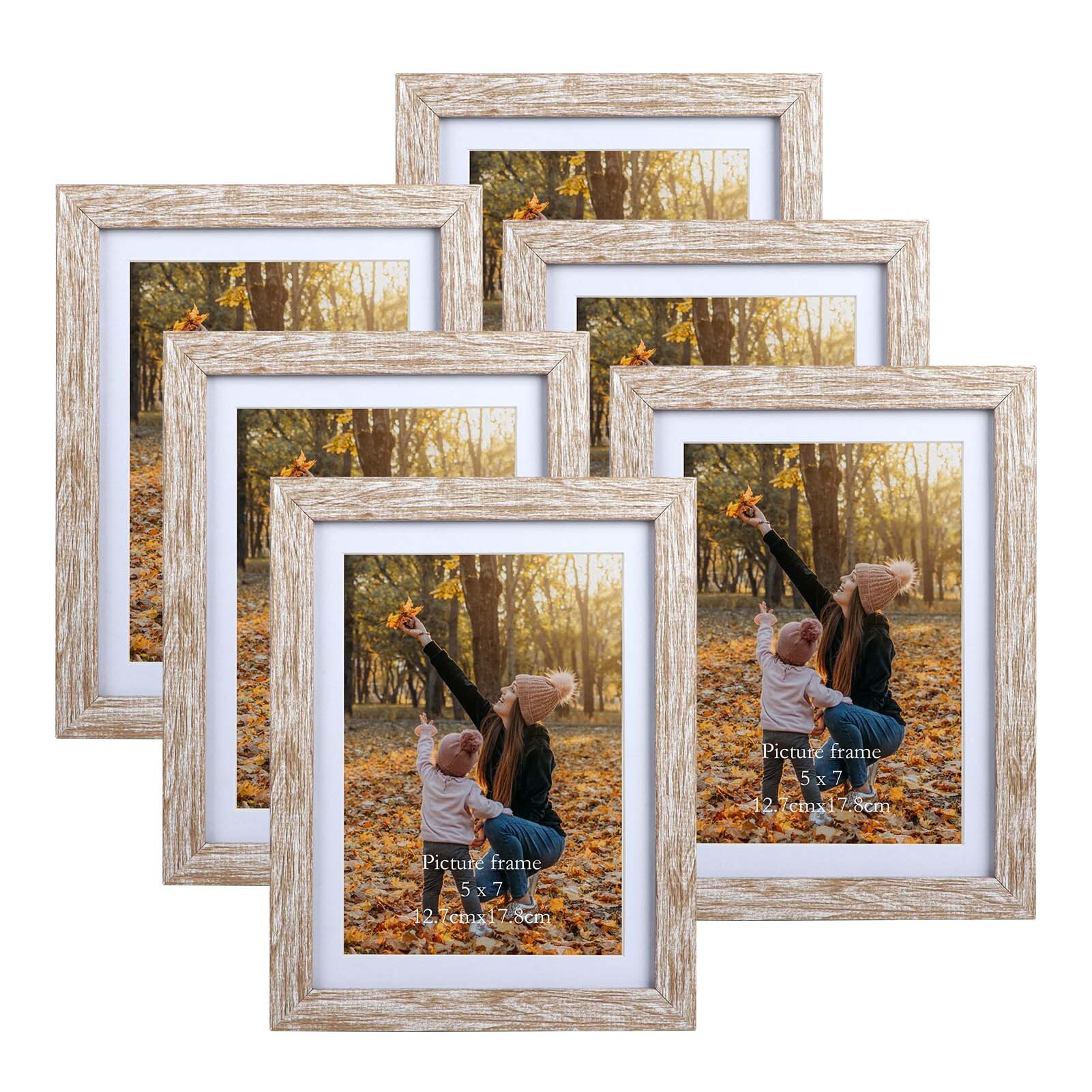 8 Pack 5x7 Picture Frame, 6x8 Matted to Display 5 by 7 Photo with Mat ...