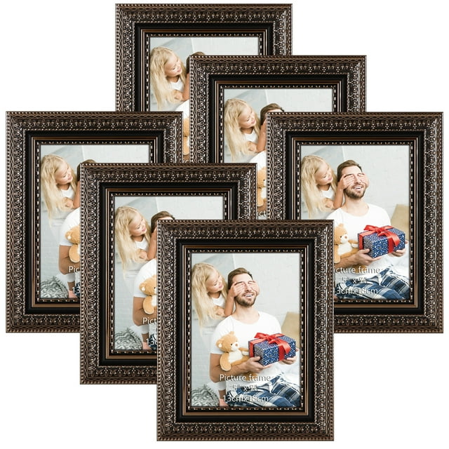 6 Pack 5x7 Picture Frames, Vintage Ornate 5 by 7 Photo Frames for Wall ...