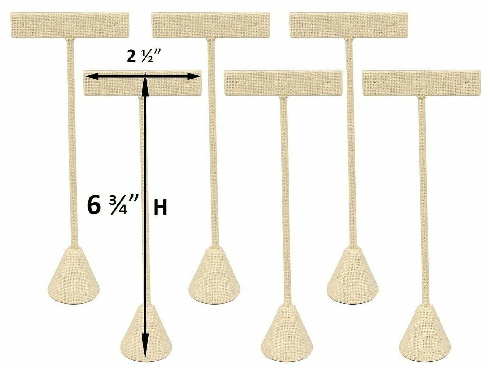 6-Pack 6.75" Deluxe Beige Linen Earring T Stand Display, showroom ...