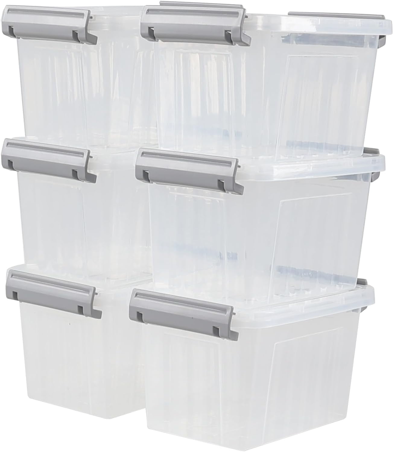 6-Pack 6 Quart Plastic Storage Box, Small Latch Lidded Bin with Handle ...