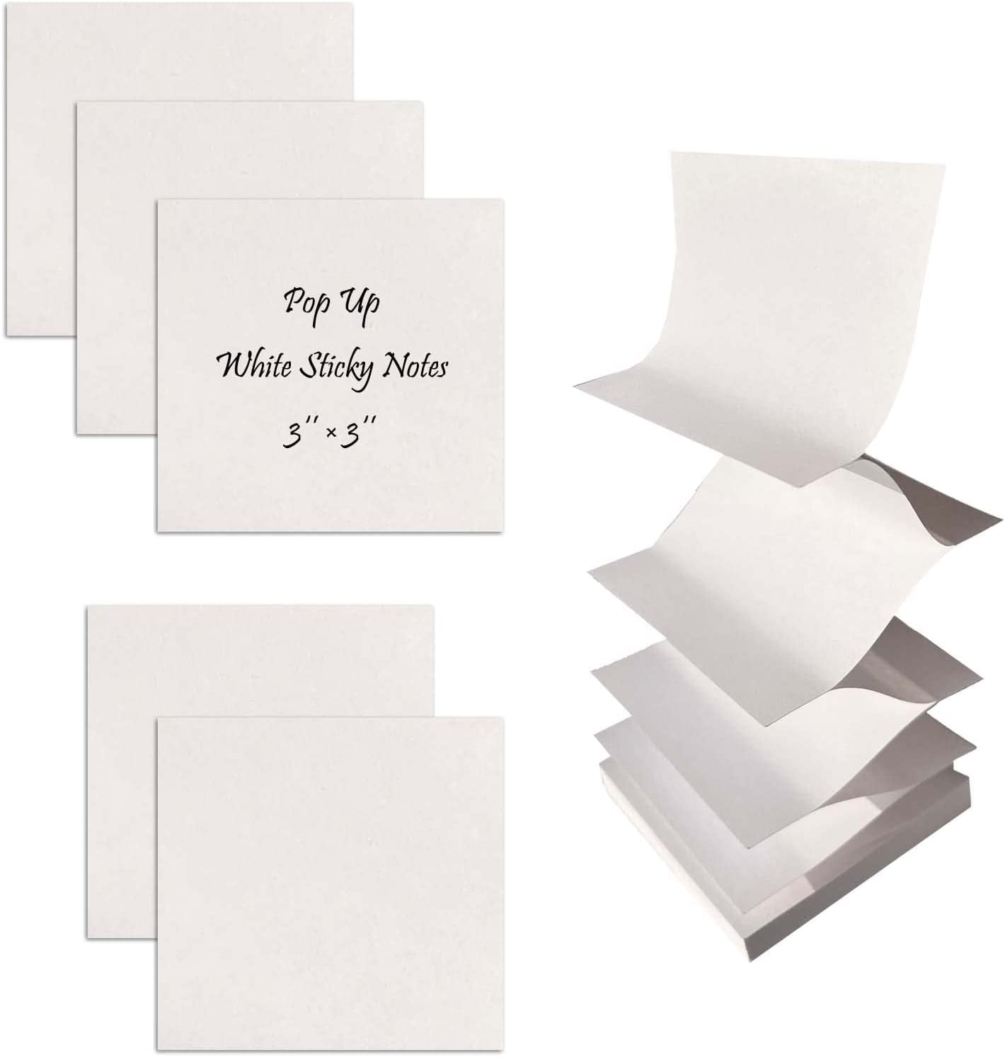 (6 Pack 600pcs) Pop Up White Sticky Notes 3x3,Pop Up Sticky Note Pads ...